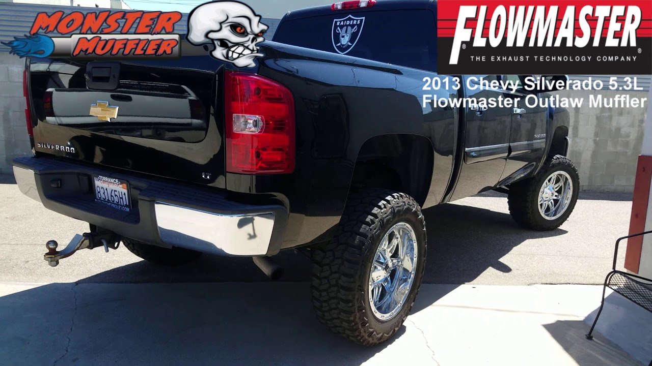 2013 Chevy Silverado - Flowmaster Outlaw Muffler - YouTube