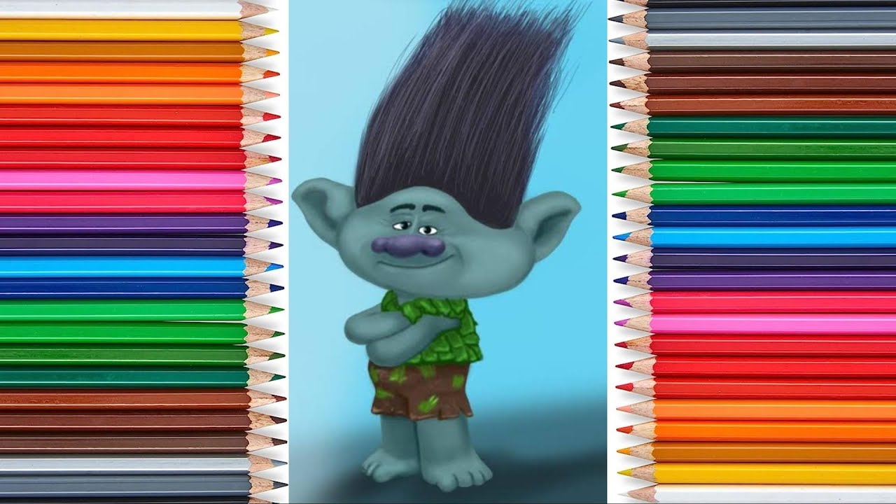 How to draw and color Branch character.(trolls movie). - YouTube