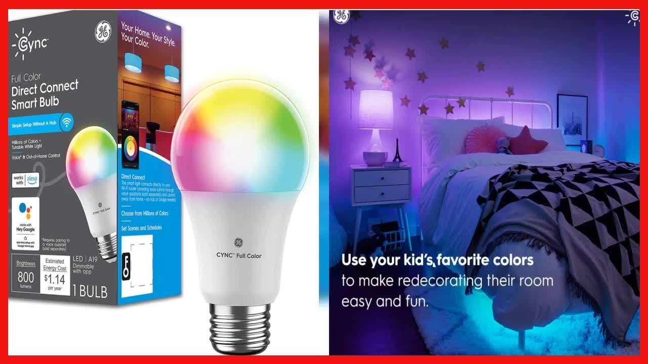 GE CYNC Smart LED Light Bulb, Color Changing, Bluetooth and Wi-Fi ...