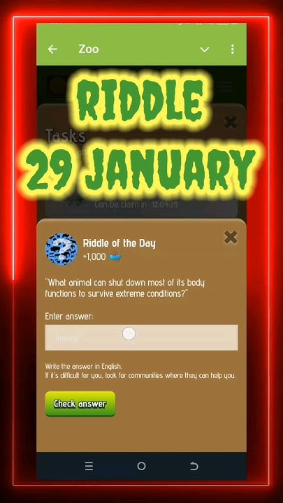 Riddle Of The Day Zoo 29 January | Zoo Riddle Of The Day Code | Riddle ...