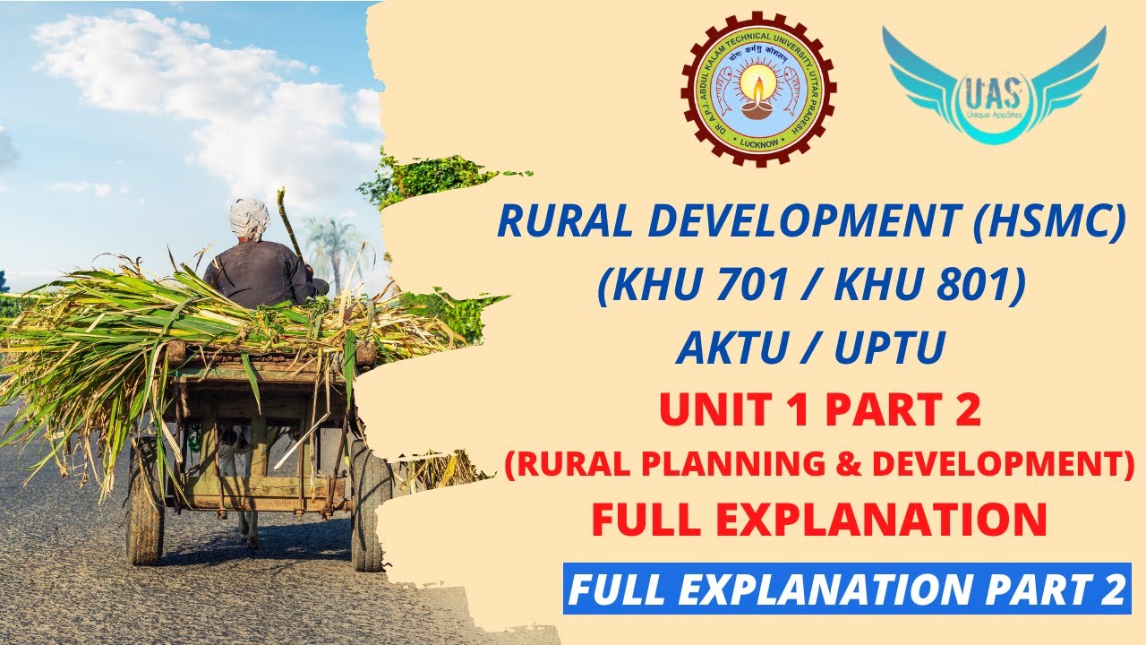 Rural Development (HSMC) Unit 1 Full Explanation | Part 2 | KHU701 ...