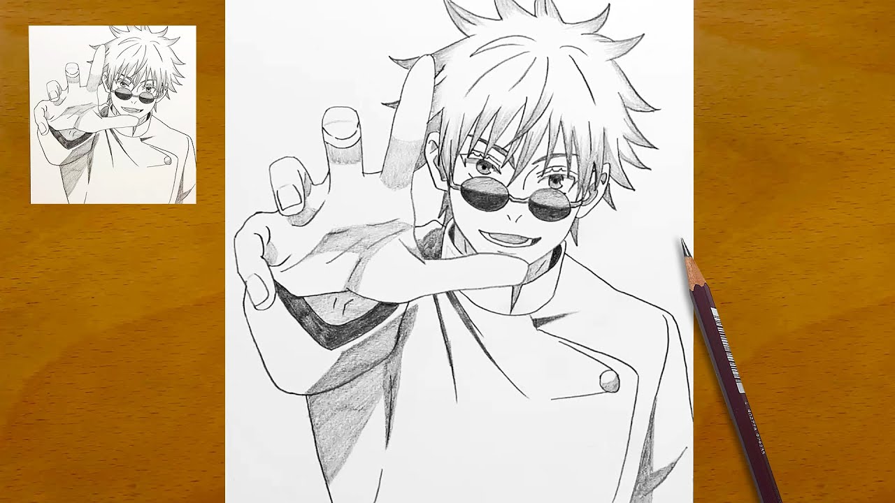 How to draw Gojo Satoru step by step || Gojo Satoru sketch from Jujutsu ...