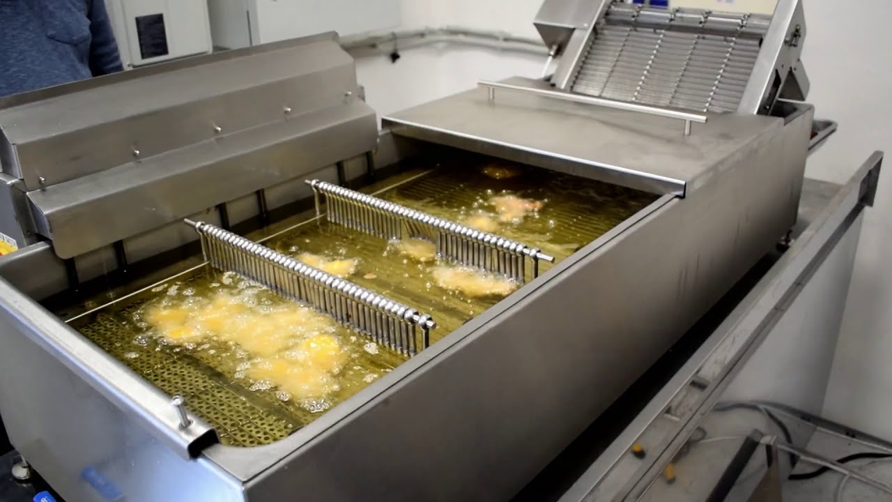 Table continuous electric fryer - YouTube