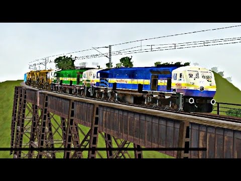 || WDP4D+WDP4D+WDP4B yellow+WDP4B yellow || FREIGHT TRAIN || by ...