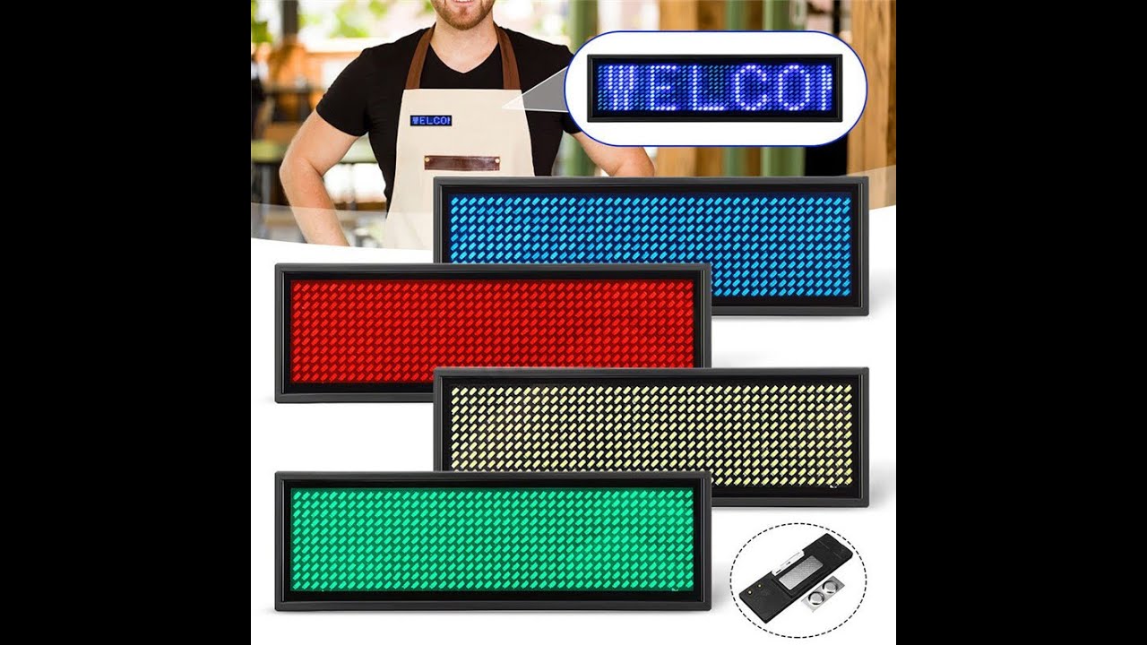 Rechargeable Mini Led Scrolling Name Badge Moving Text Display ...
