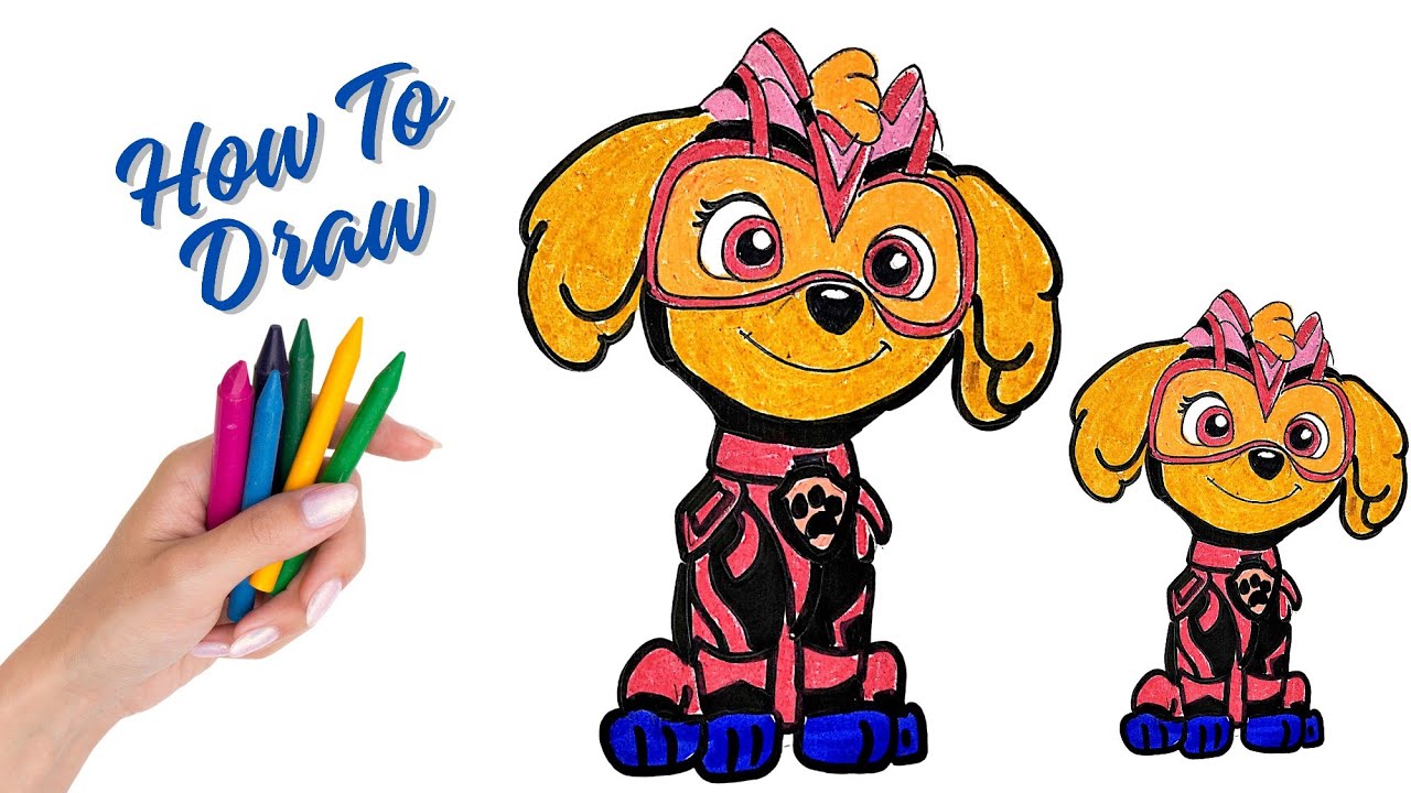 How to draw Skye - Paw Patrol Mighty Movie \\ Easy drawing - YouTube
