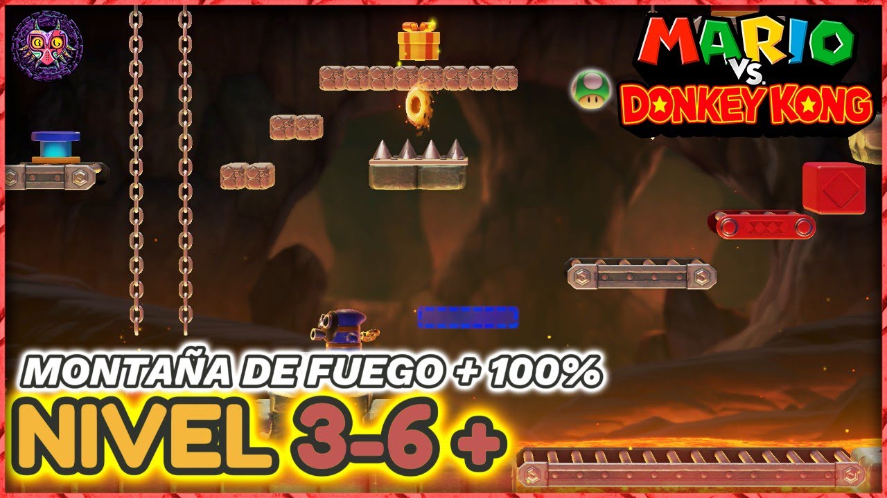 Mario Vs Donkey Kong | Nivel 3-6+ 100% | Montaña de Fuego+ | Walktrough ...