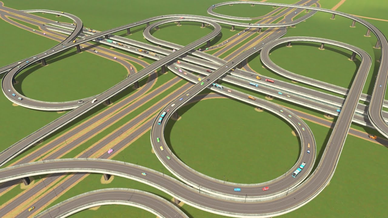 Cities Skylines High flow 4 way interchange(PS4). - YouTube