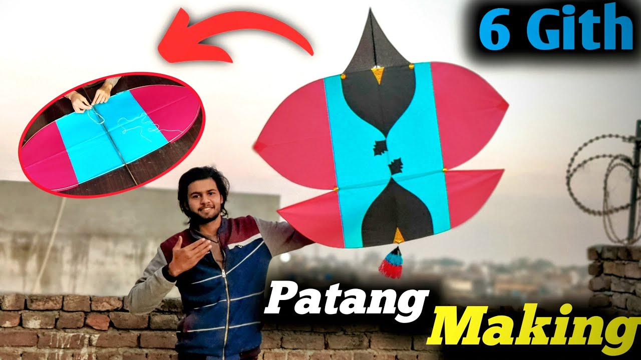 How To Make **6 Githi Patang** 💥 || Professional Kite Making🔥 || Basant ...