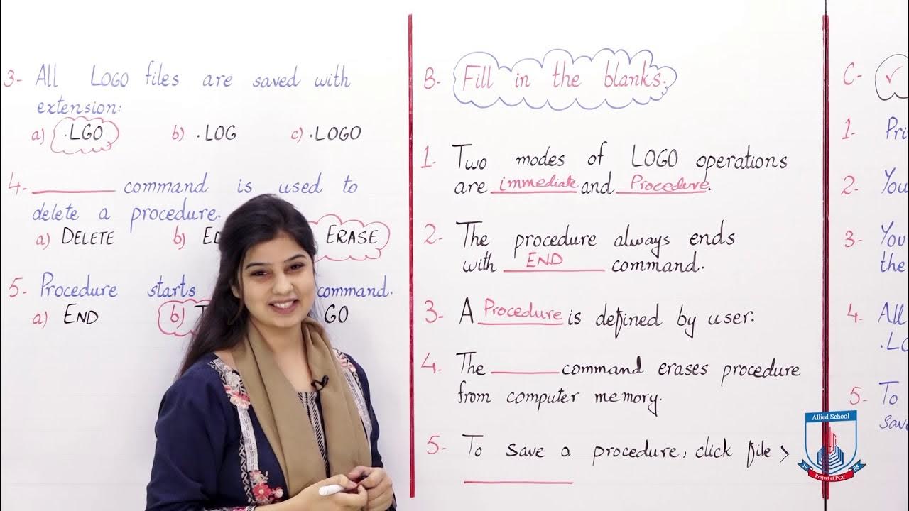 Class 5 - Computer Studies - Chapter 6 - Lecture 3 - Exercise (Part 1) - Allied Schools - YouTube