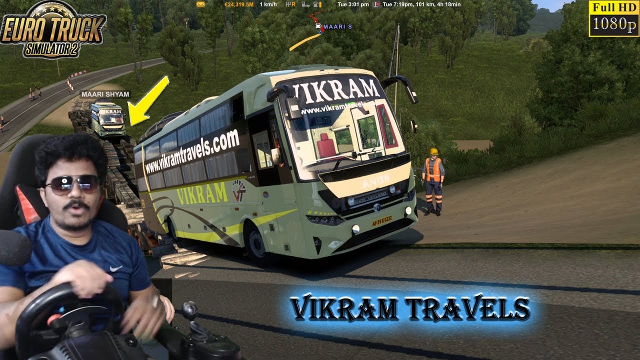 Ghat Road Vikram Travels Prakash Vega Bus Driving with Logitech G29 ...