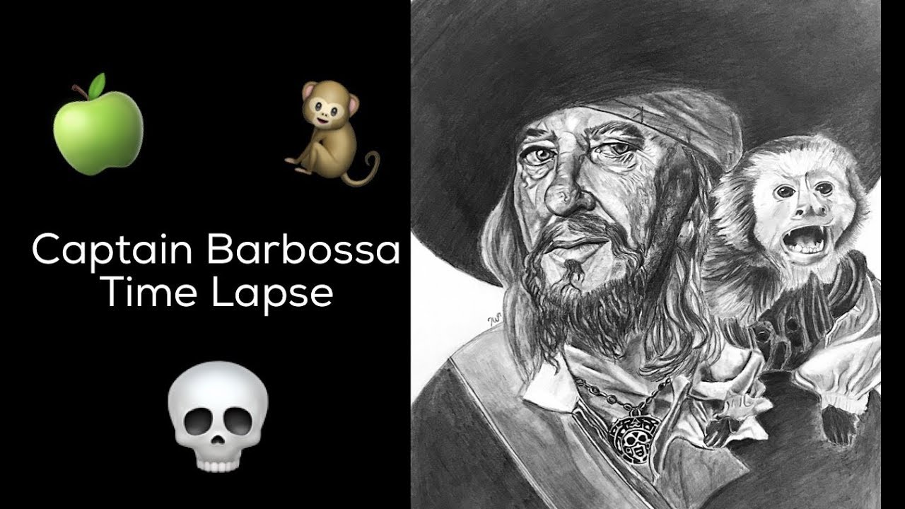DISNEY'S PIRATES OF THE CARIBBEAN - CAPTAIN BARBOSSA TIME LAPSE DRAWING ...