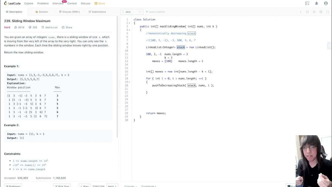 Walkthrough Leetcode 239 Sliding Window Maximum Youtube