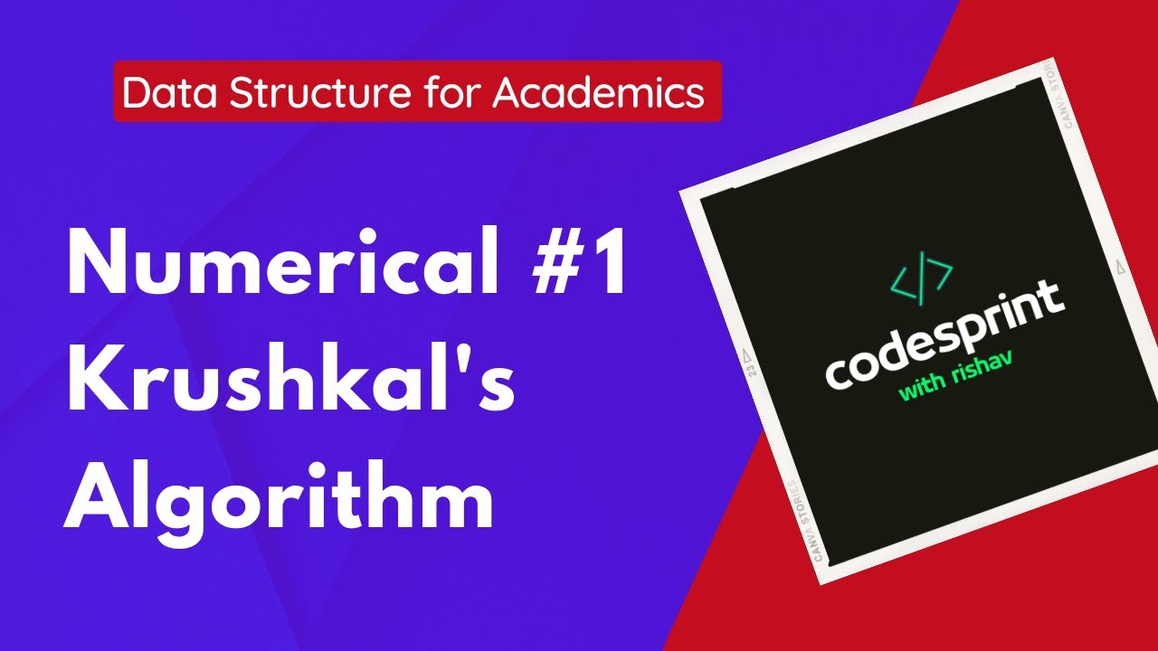 Numerical #1 of Kruskal's Algorithm || Data Structure for Academics ...