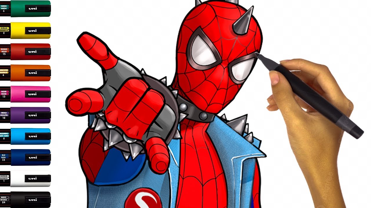 how to draw spider punk easy | step by step drawing & coloring - YouTube