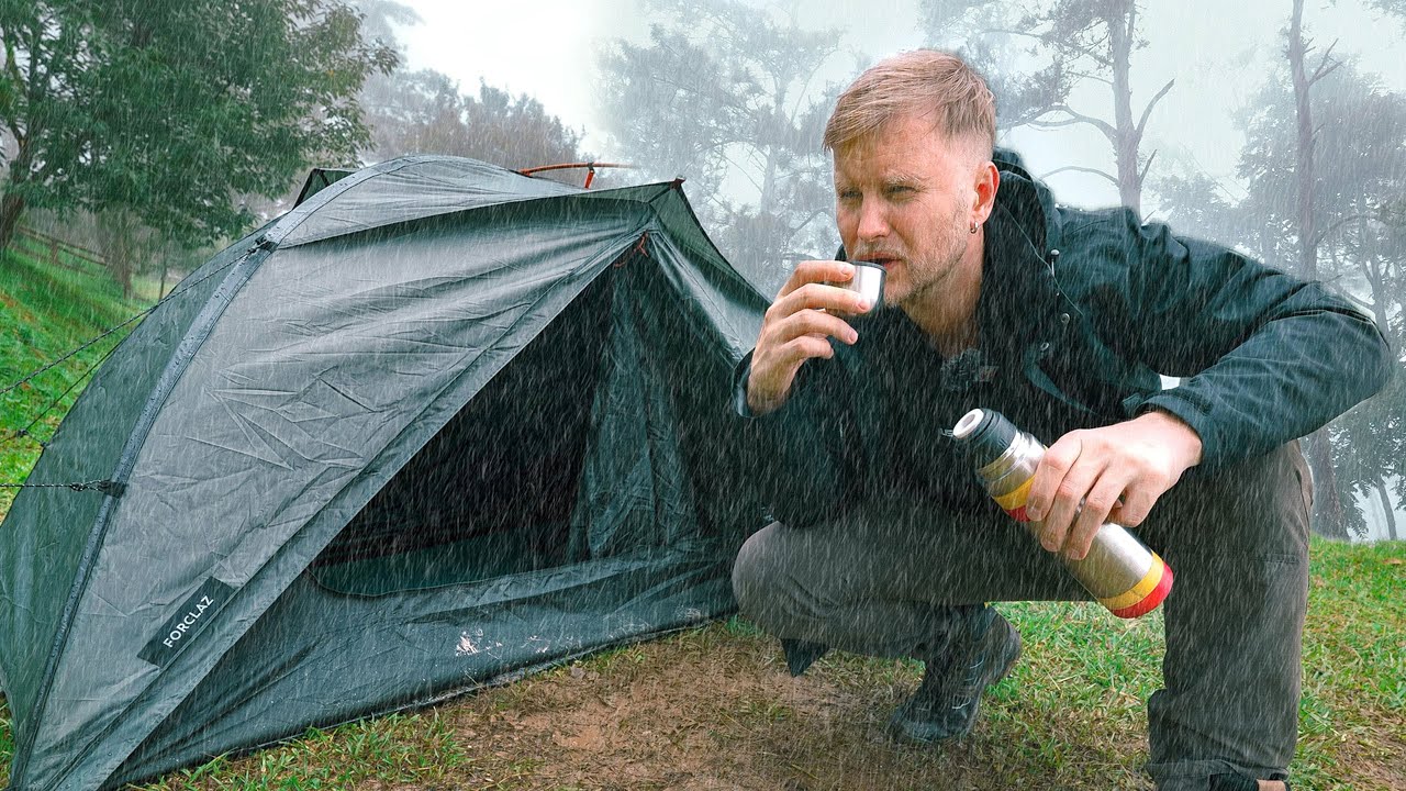 First Time Camping in The Rain / Alone in the Mountains / Thailand ...