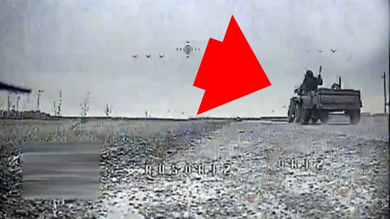 Drone Wait On Road To Strike Four Wheeler Transporting Resources - YouTube