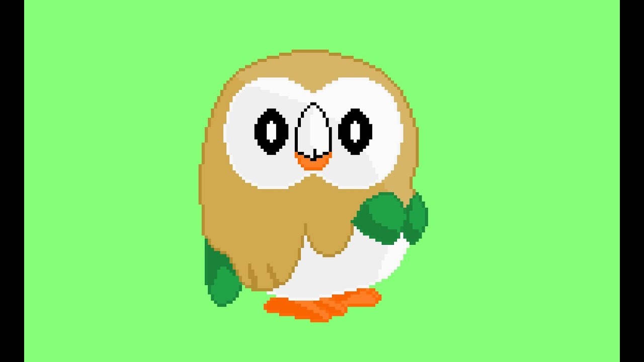 Pokemon Sun And Moon - Rowlet [Pixel Art] Speed Painting - YouTube