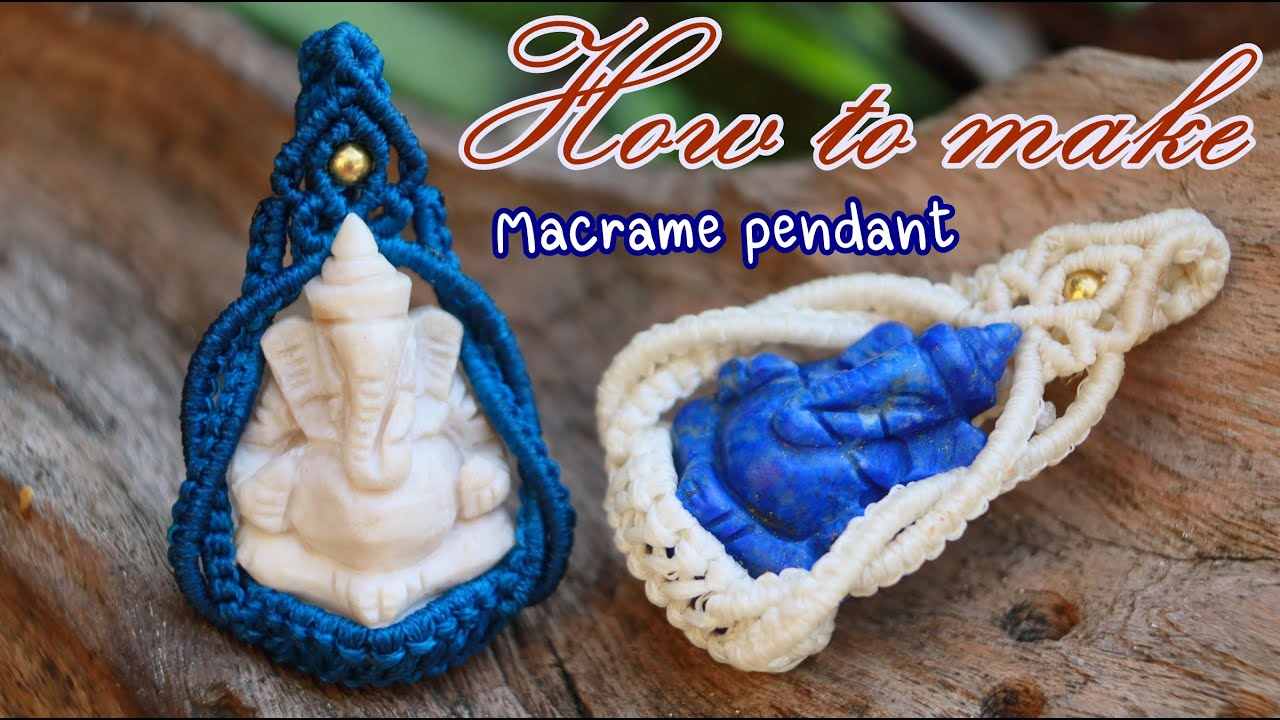 Macrame pendant with stone,Tutorial, How to make,Handmade,Waxed cord ...