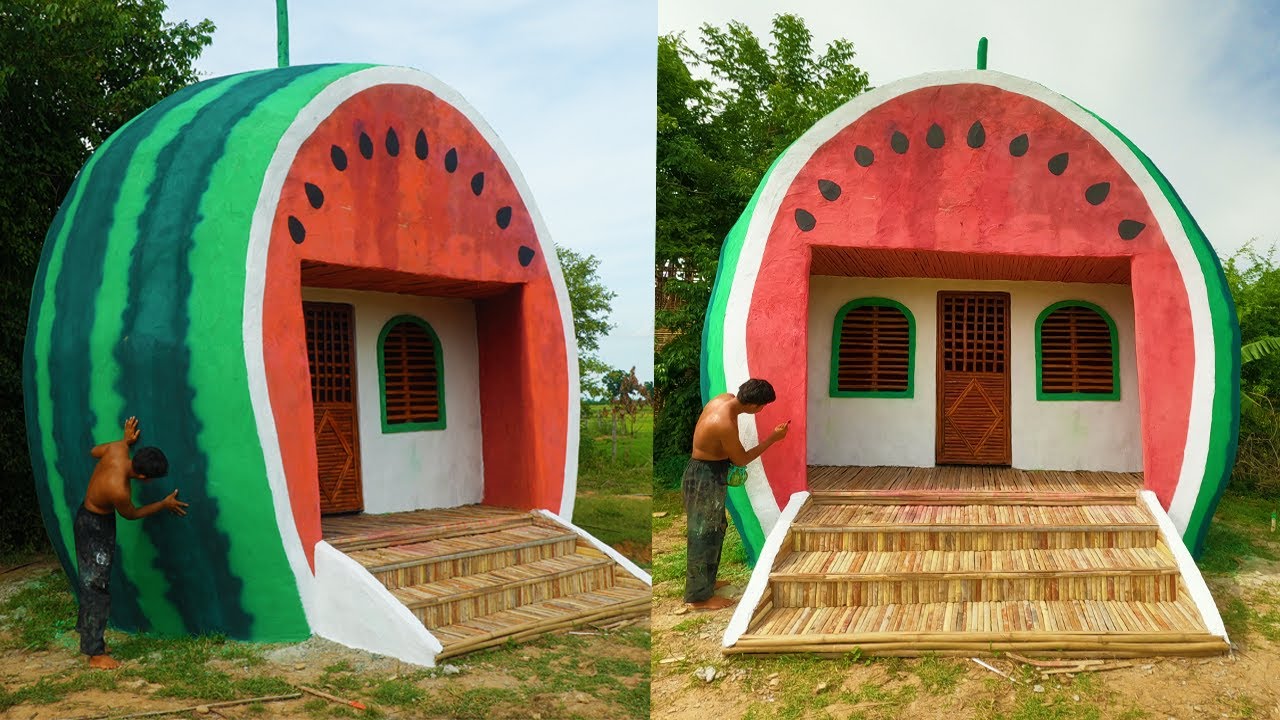 Building a Mud Watermelon House [Full Build] - YouTube
