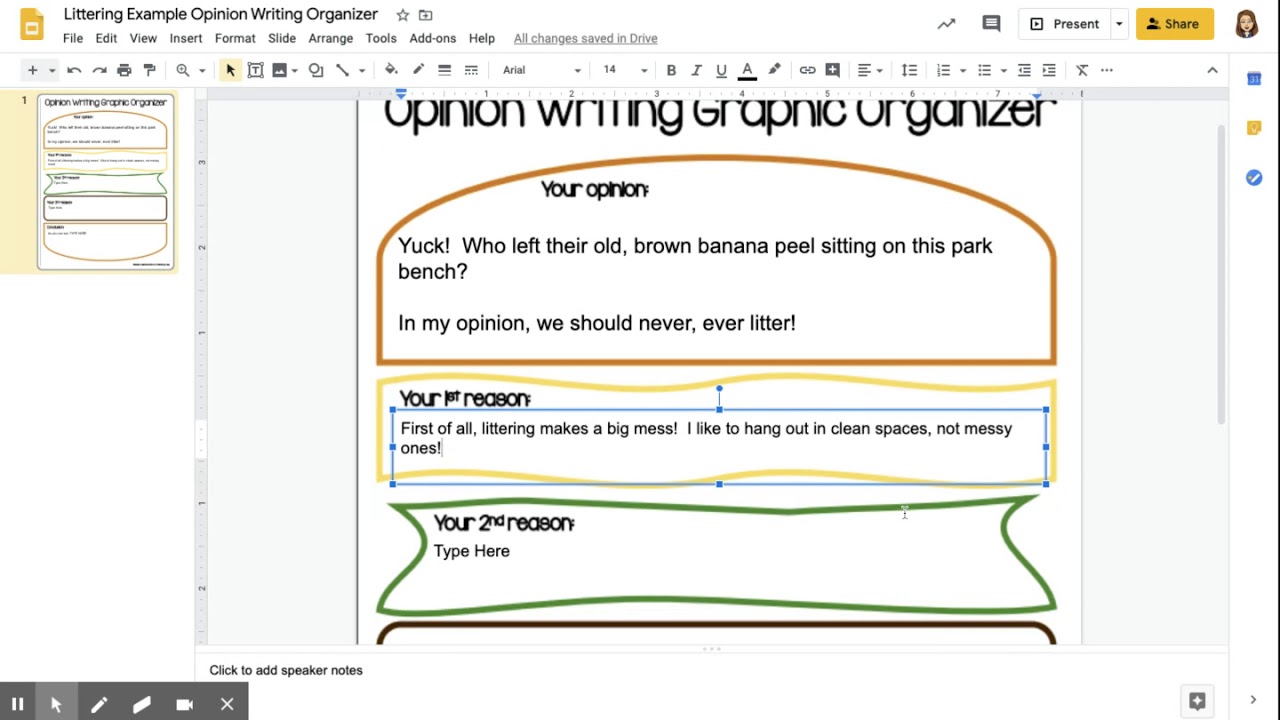 Littering Example Opinion Writing Organizer - Google Slides - YouTube