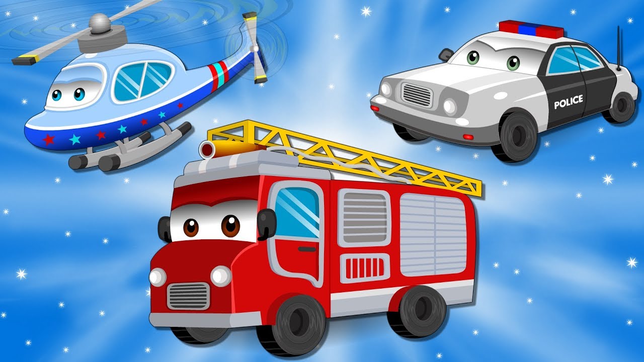 Fire Truck with Police Car and Ambulance in City | Emergency Cars ...