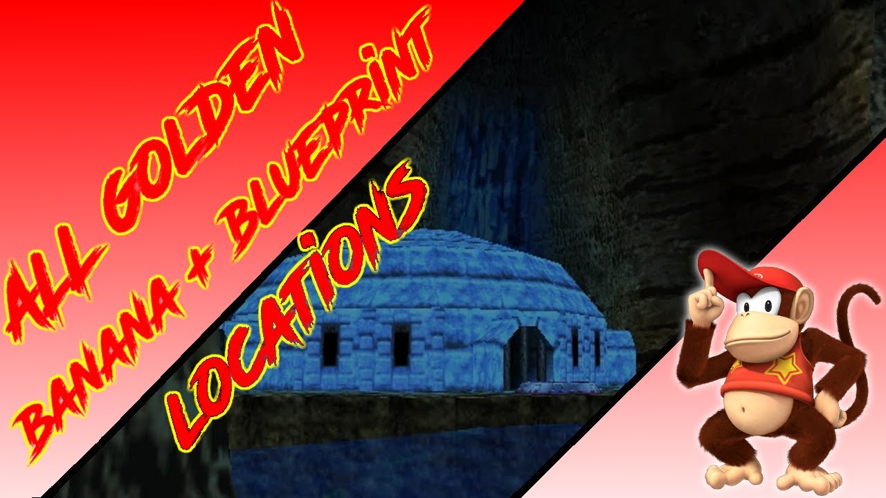 Donkey Kong 64 - Crystal Caves - Diddy Kong Golden Banana + Blueprint ...