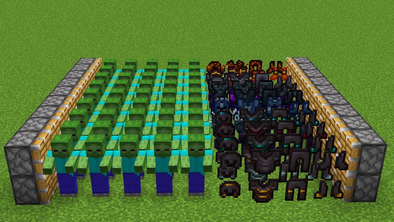 x300 ZOMBIE and NEW all NETHERITE ARMOR minecraft combined - YouTube