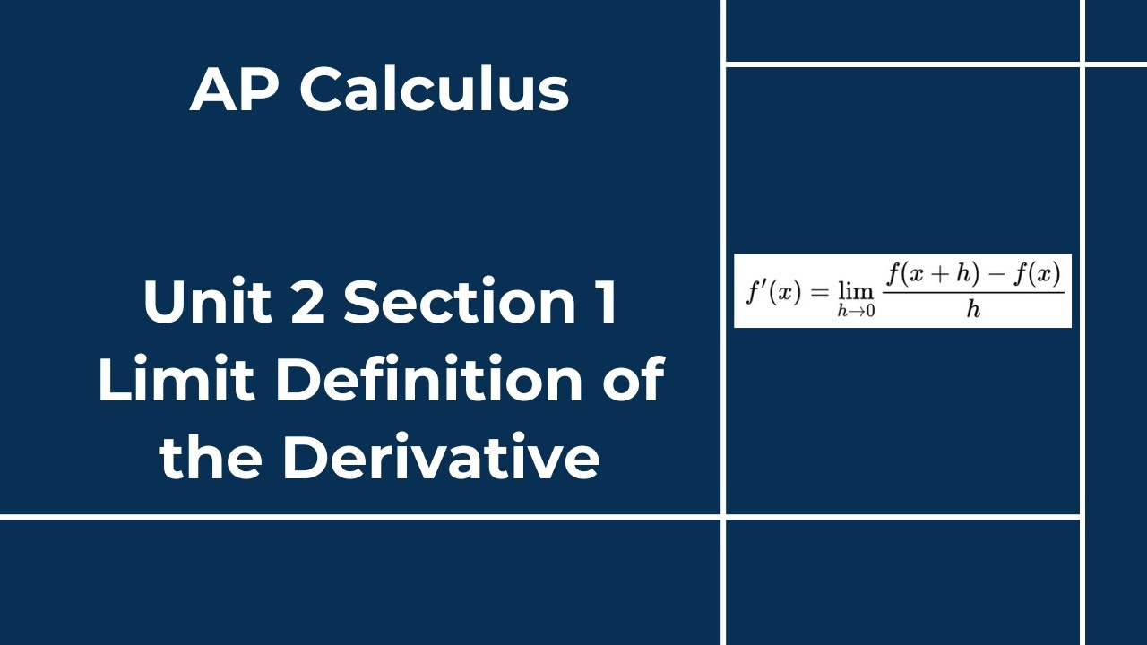 AP Calculus - Unit 2 - Section 1 - Limit Definition of the Derivative ...