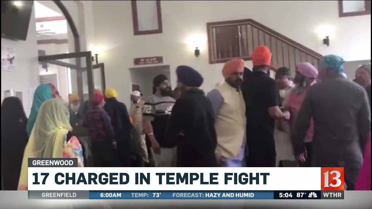 17 charged in temple fight - YouTube