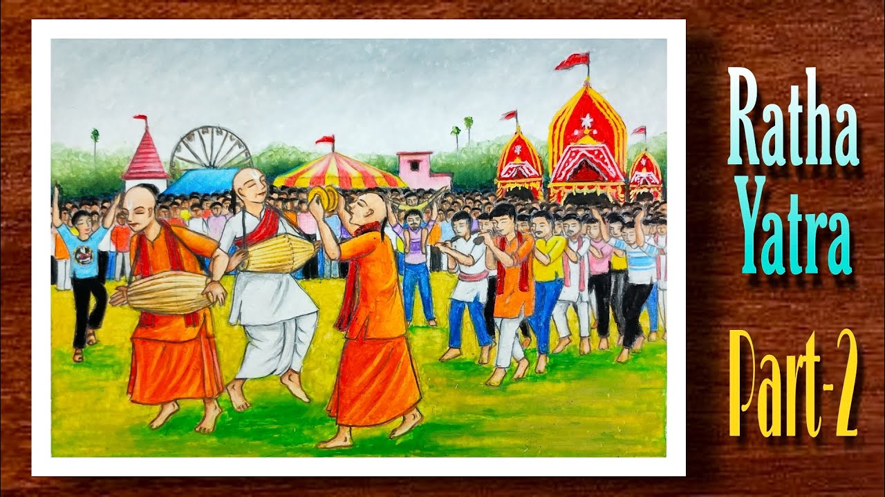 Ratha Yatra Special Drawing | Easy Rath Yatra Drawing with oil pastels ...