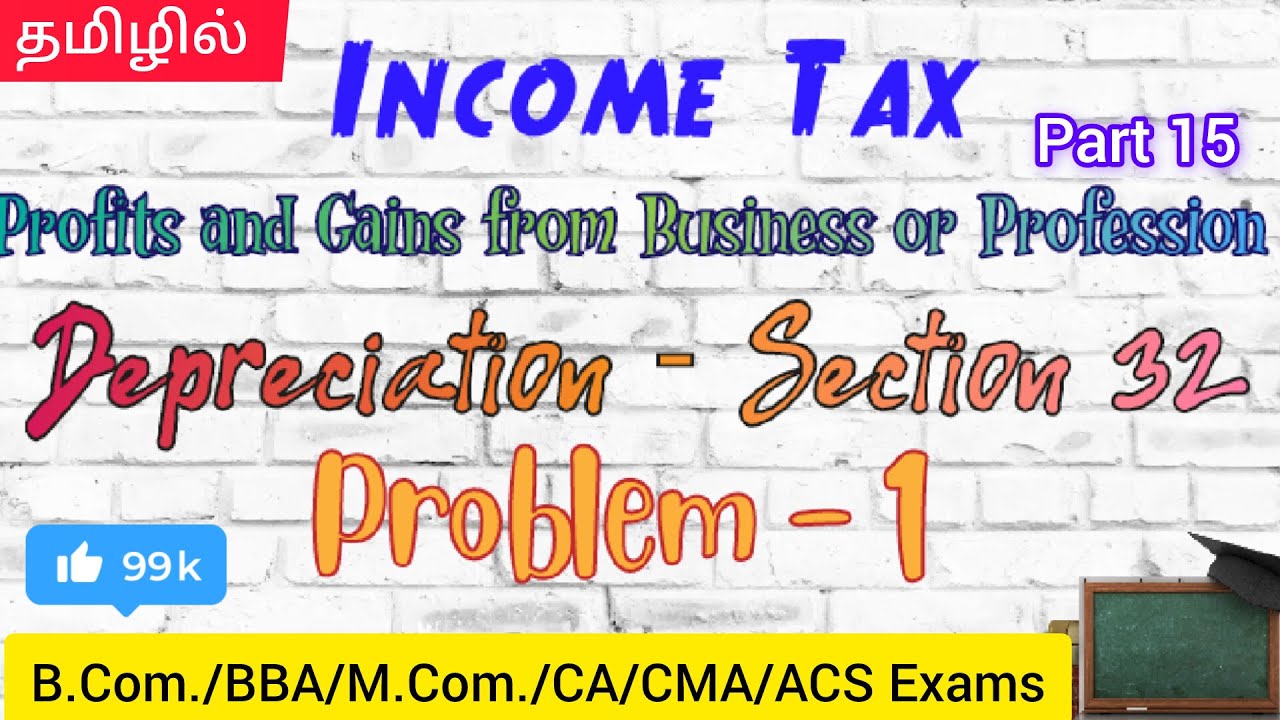 Income Tax | Depreciation under section 32 - Problem1 - YouTube