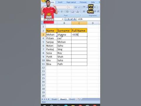 #shorts || Flash-Full Name-Excel Tips &Tricks From@gyanwithkumar||#excel #gyanwithkumar # ...