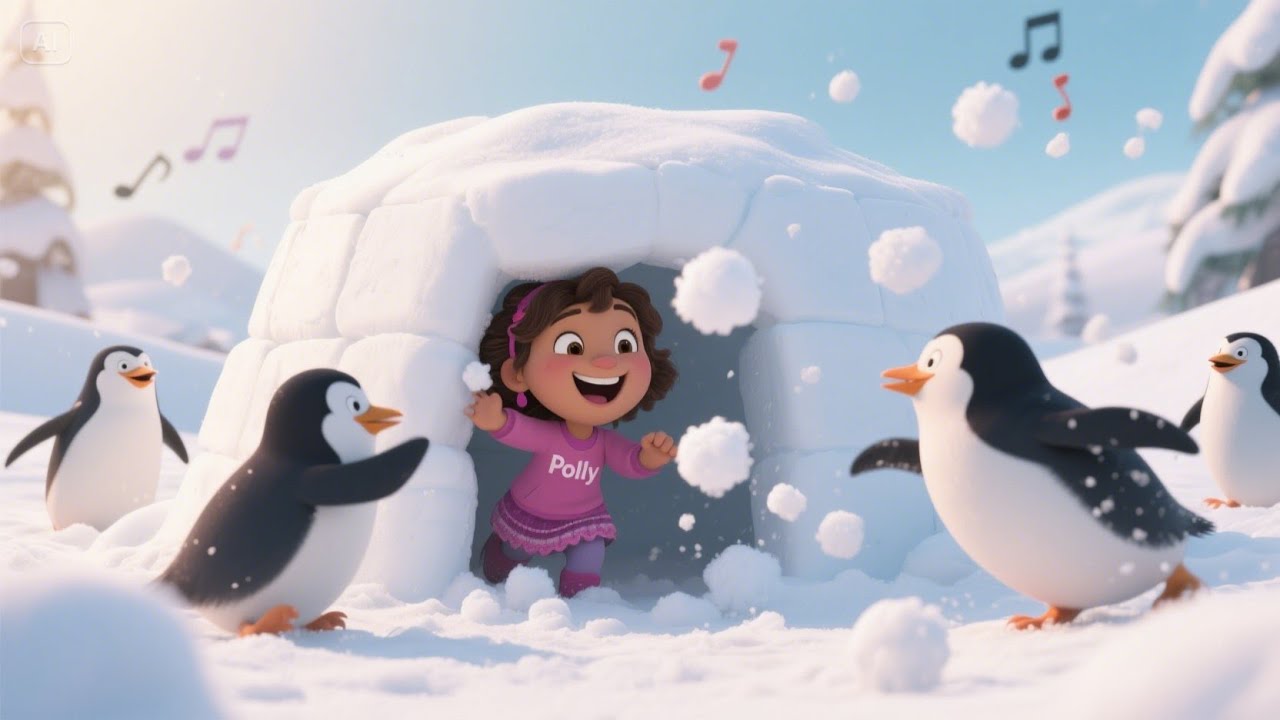 Polly the Playful Penguin 🐧 | Icy Adventure Rhyme for Kids | Fun Winter ...