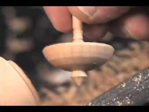 Woodturning a wooden top - YouTube