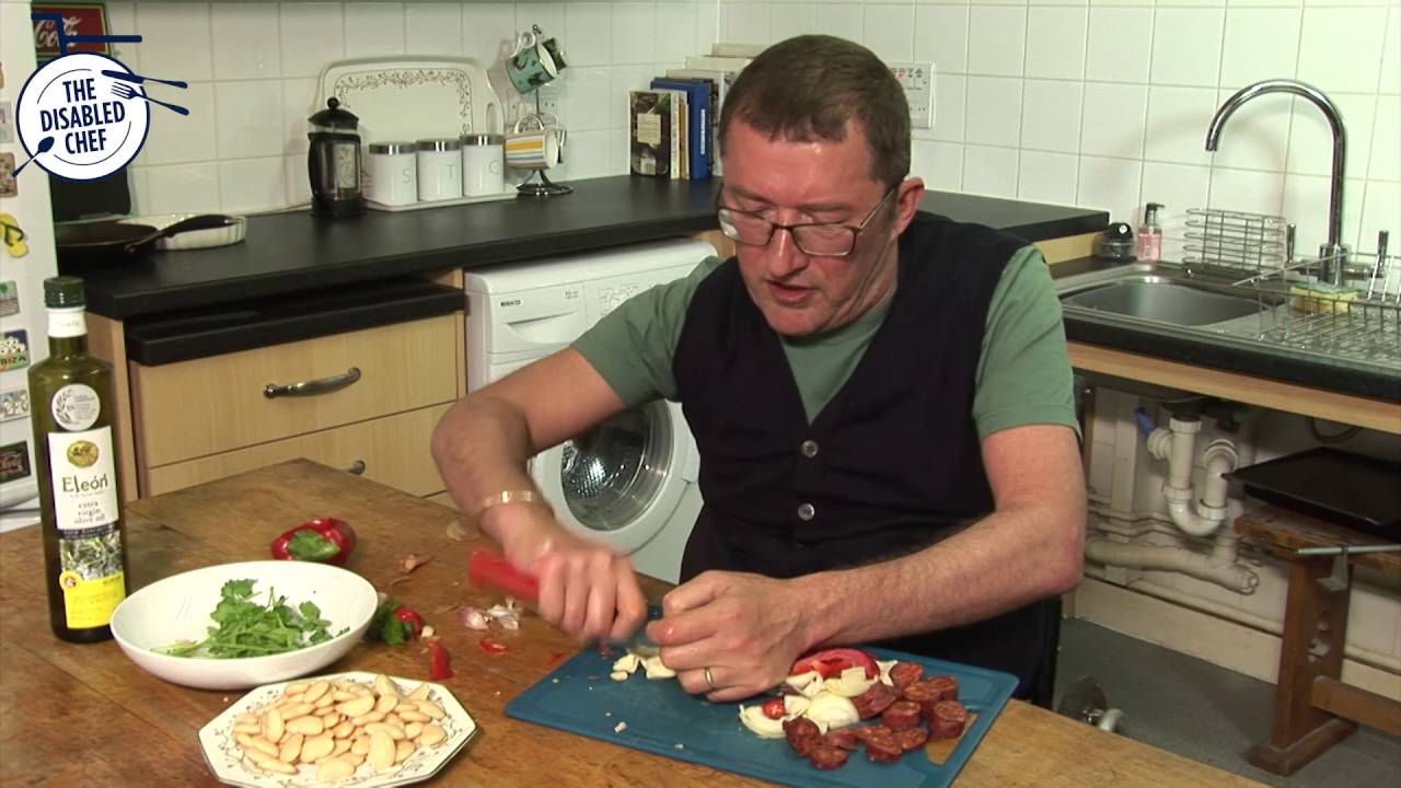 The Disabled Chef - Chorizo with white beans - YouTube