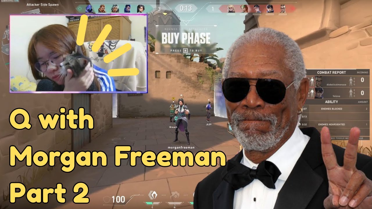 Hey my cat made a special appearance + Morgan Freeman Part 2 | Valorant ...