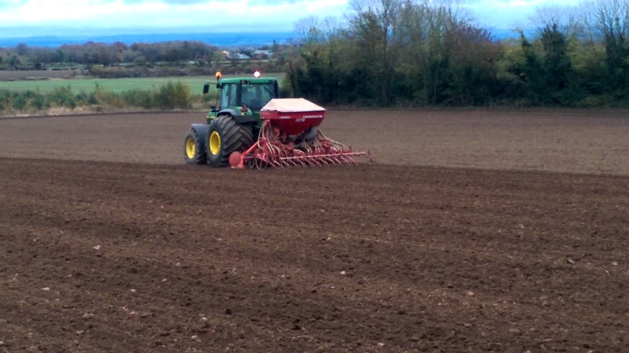 Sowing winter barley Ireland John Deere tractor - YouTube