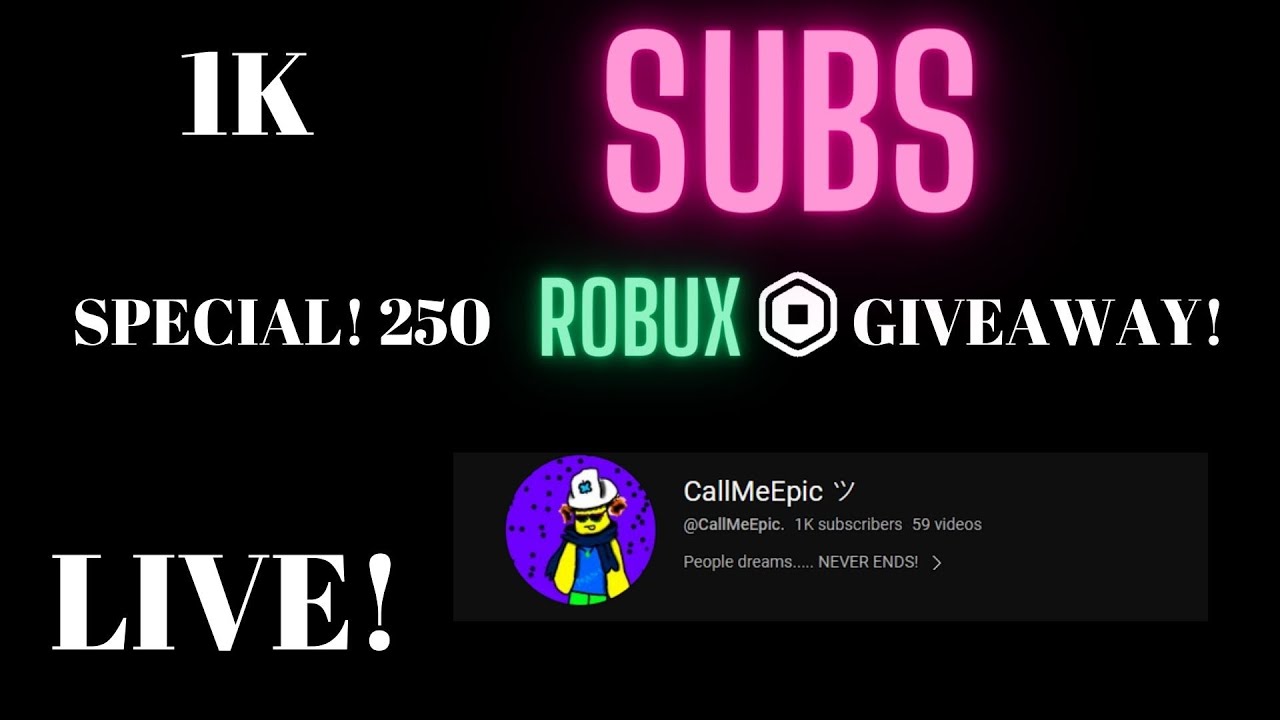 [1K LIVE] 250 ROBUX GIVEAWAY SPECIAL! - YouTube