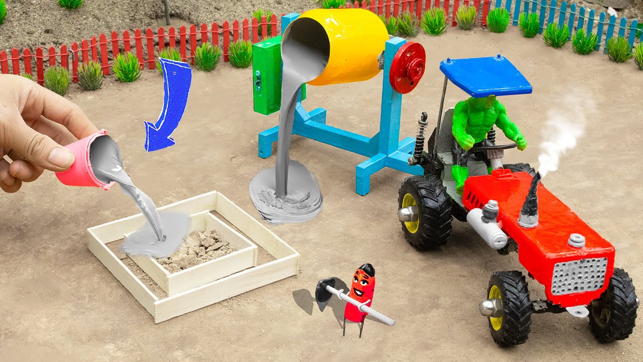 Diy tractor making mini contruction science project | mini concrete ...