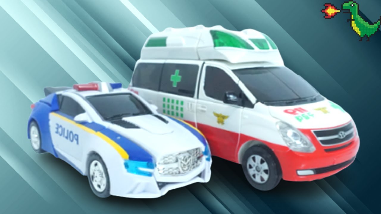 경찰차 구급차 헬로카봇 댄디 프론x 출동 변신 Police ambulance, Hello Carbot, Dandy Front ...