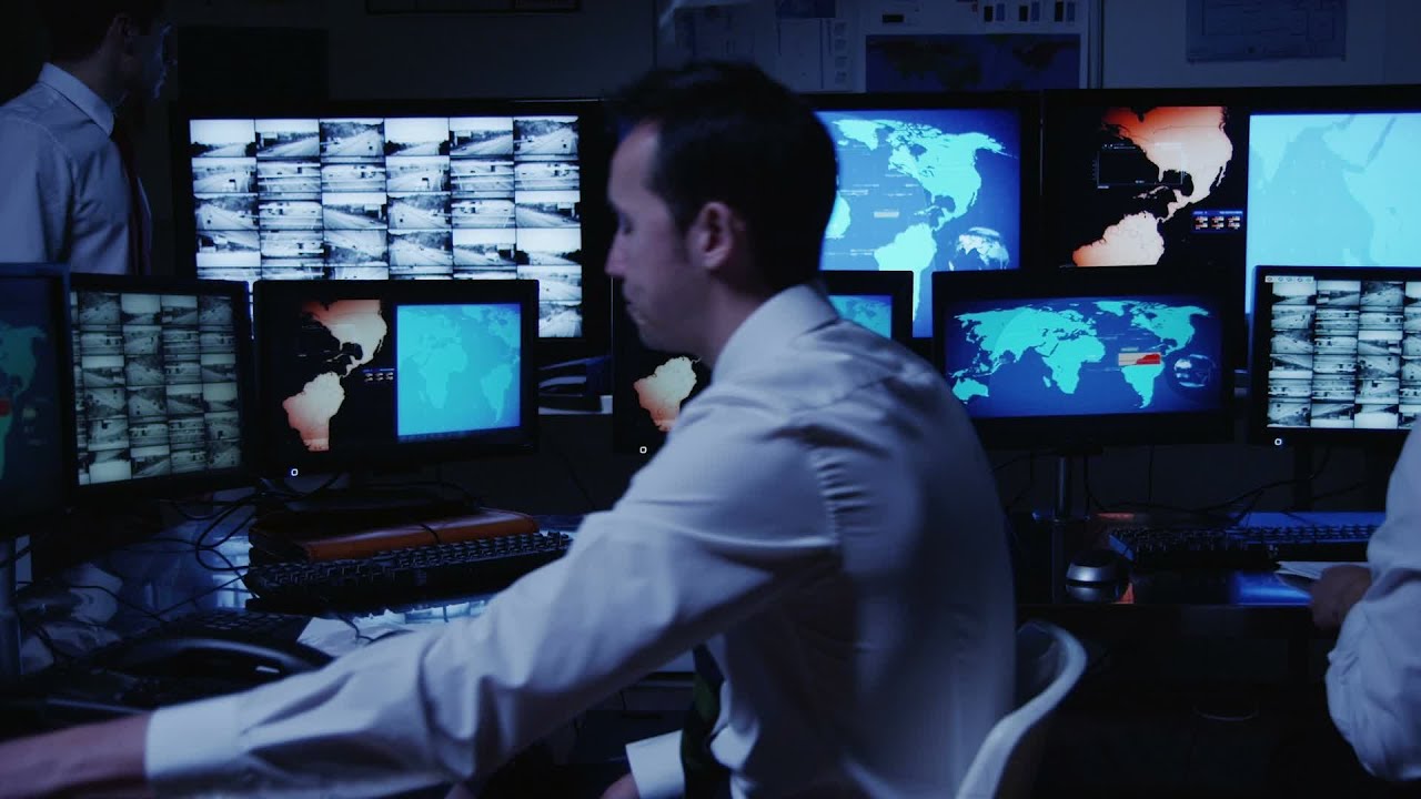 Security personnel working in system control room.. Stock Footage - YouTube
