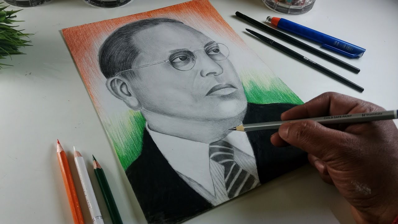 🇪🇺Dr Bhim Rao Ambedkar Drawing | Potrait Drawing | Pencil Shading ...