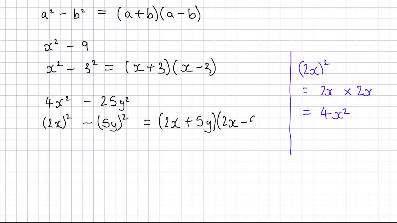 Factorising a difference of 2 squares - YouTube