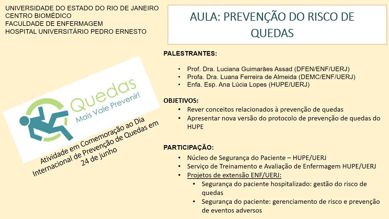 Aula: Prevenção do Risco de Quedas - YouTube