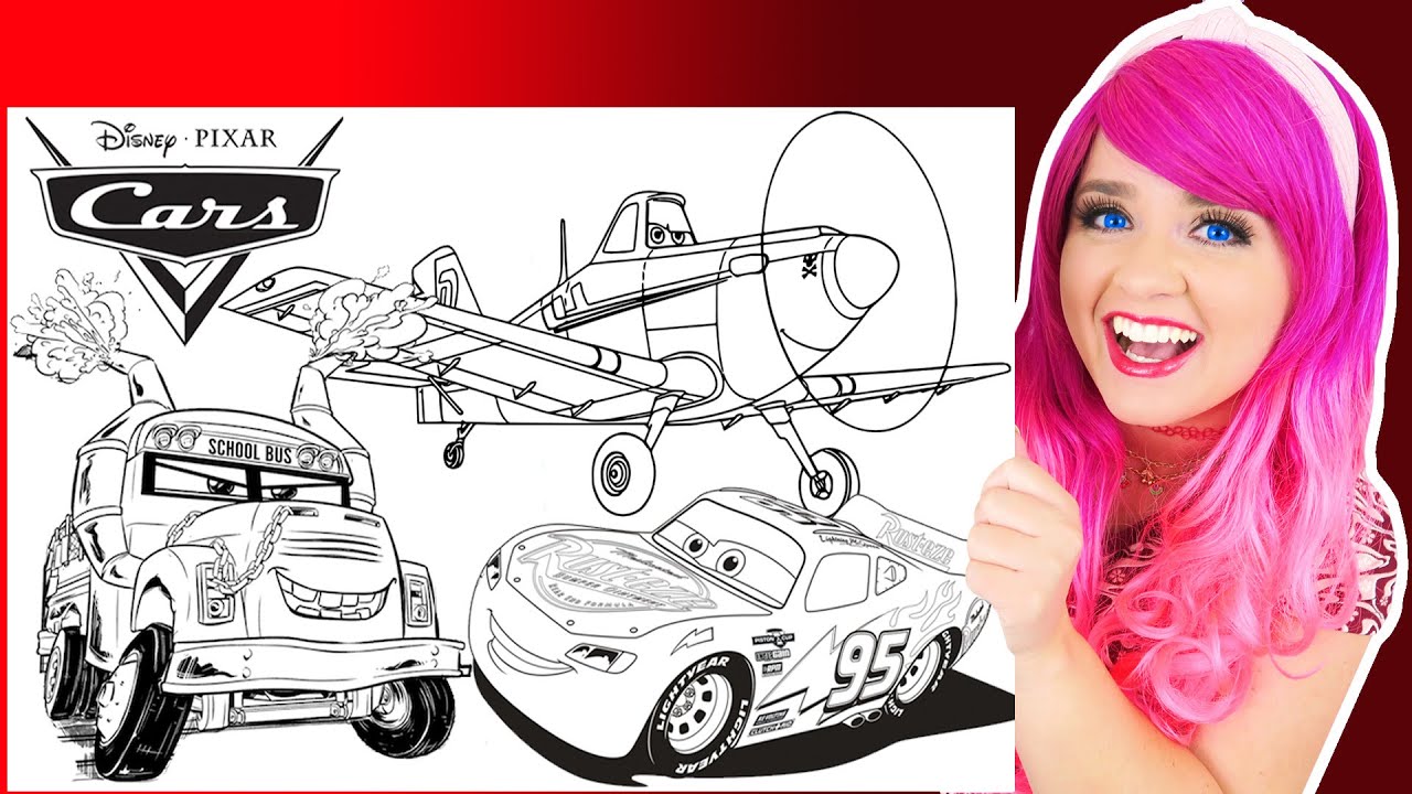Coloring Cars 3 Lightning McQueen, Miss Fritter & Planes Coloring Pages ...