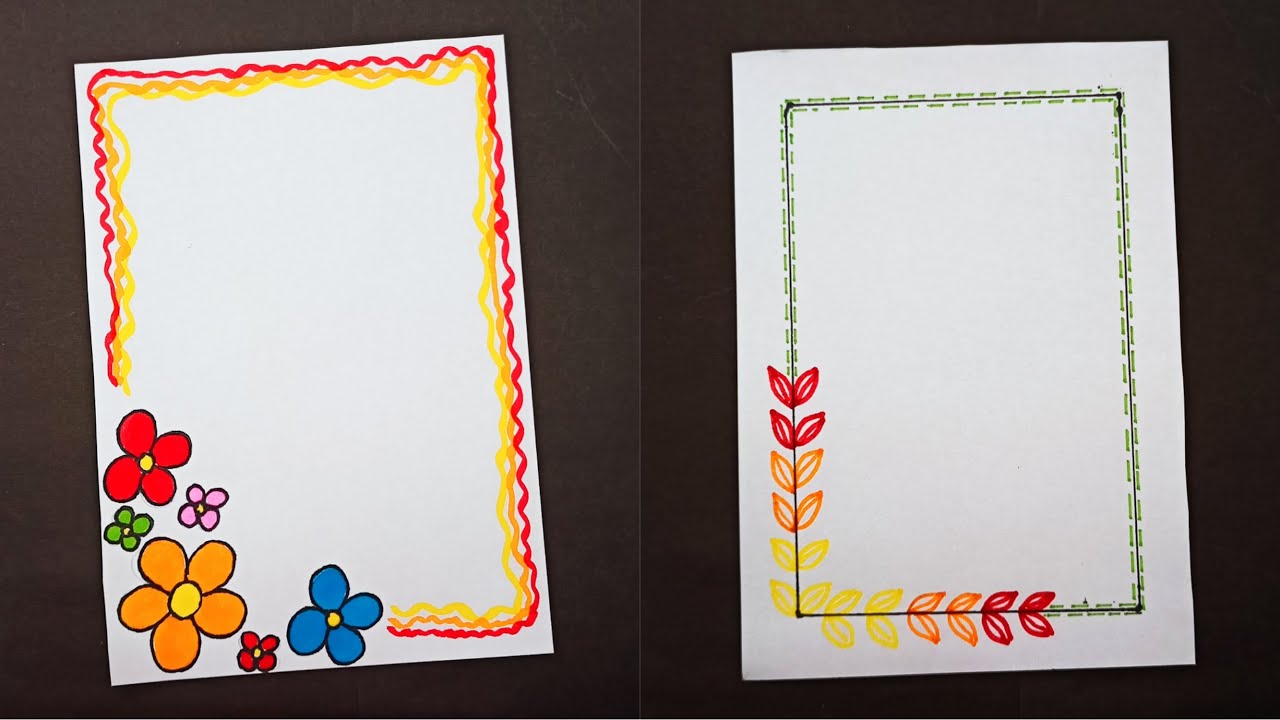 2 easy multicolor border design for copy | Front page decoration for ...