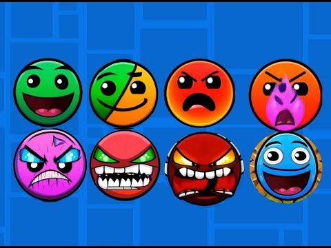 All Geometry Dash face voices transitions animated - YouTube