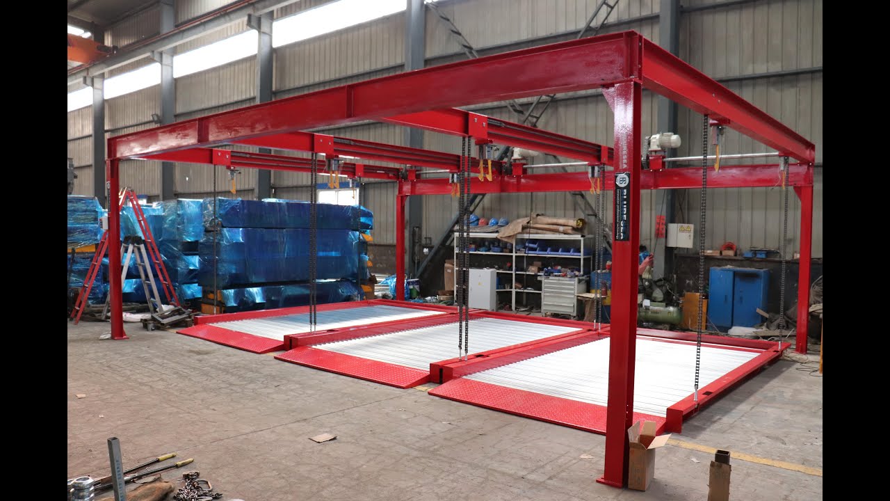 Gantry parking lift ( 3 rows ) - YouTube