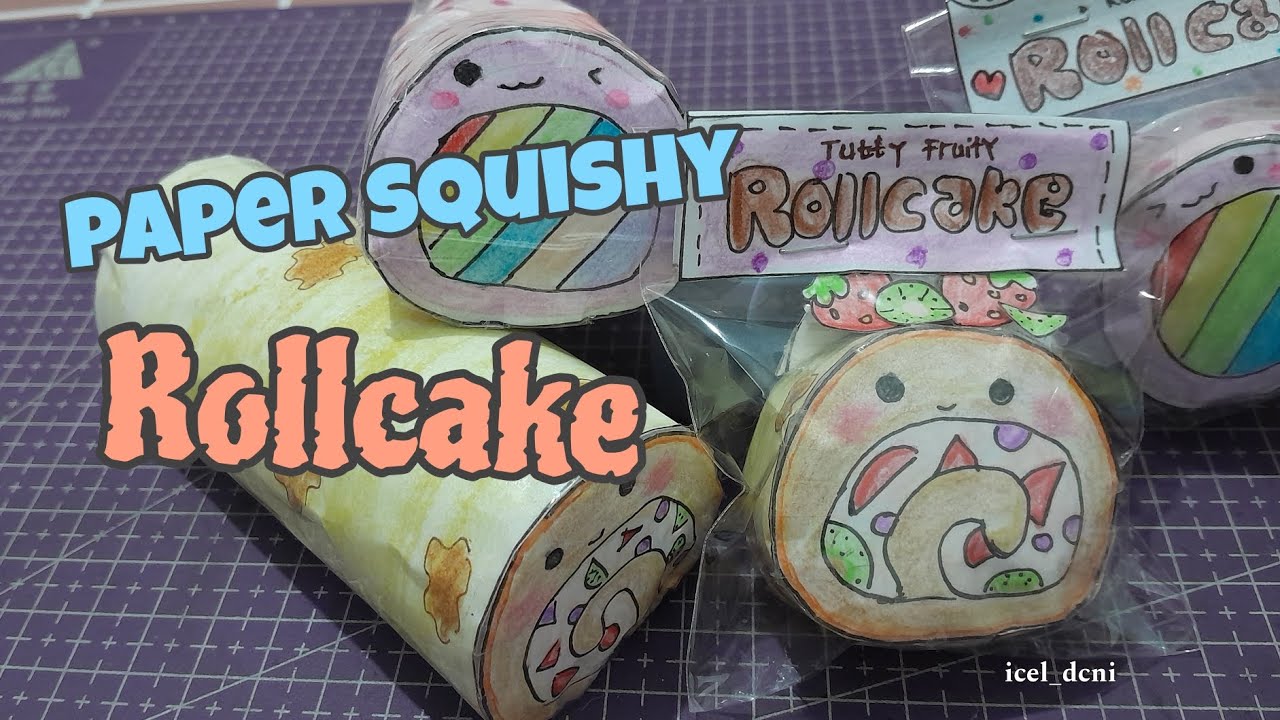 How to make paper diy mini rollcake squishy - YouTube